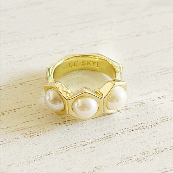 c.c skye | Jewelry | New Cc Skye Gold 3 Stacked Pearl Design Ring | Poshmark